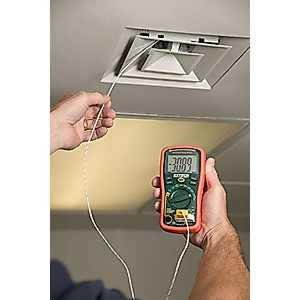 Extech EX330 Autoranging Mini Multimeter with NCV and Type K Temperature, orange and green