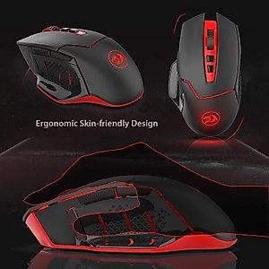 Redragon M690-1 Wireless Gaming Mouse with DPI Shifting, 2 Side Buttons, 2400 DPI, Ergonomic Design, 8 Buttons-Black