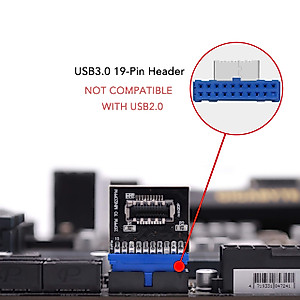 EZDIY-FAB USB 3.0 (3.1 Gen 1) Internal (19-Pin) Header to USB 3.1/3.2 Type-C (20-Pin) A-Key Front Panel Adapter