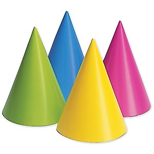 Creative Converting 20PH-0010 Party Hats, Assorted Neon, 16-Pack