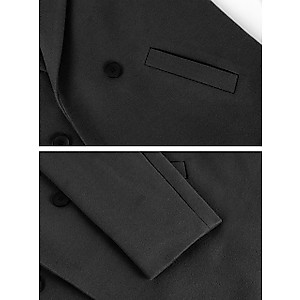 Hooever Women's Winter Wool Coat Casual Notch Lapel Single-Breasted Peacoat(Black-M)