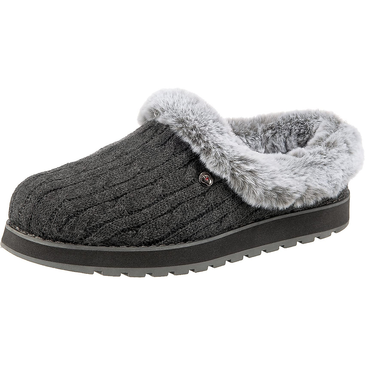 Skechers BOBS Women's Keepsakes - Ice Angel Slipper, Charcoal, 6.5 M US