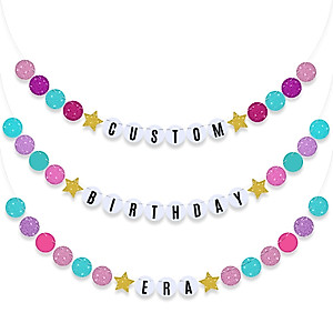 Motiskyy 114 DIY Giant Glitter Friendship Bracelet Banner in My Era Banner Friendship Themed Decor Customizable Happy Birthday Party Supplies Friendship Garland 2024 Graduation (Purple Blue)