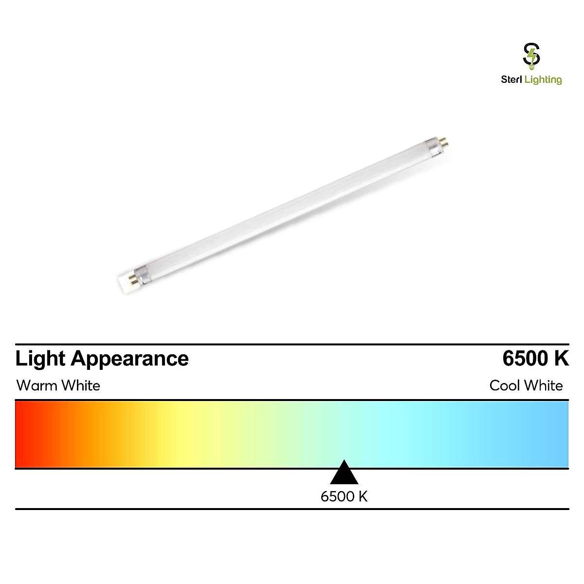 Sterl Lighting - Pack of 8 T5 Counter Lighting 11.33 inch Straight Fluorescent Tube Light Bulbs - 8 Watts - 110/130 Volts - G5 Base - 6500 Kelvin Supra Life Daylight - 400 Lumens