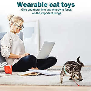 AIERSA Automatic Cat Toys with LED Light,Upgraded Lengthened Light Head, Interactive Toys for Indoor Cats,Wearable Electronic Collar for Kitten,Rechargeable Amusing Gifts for Cat Lovers