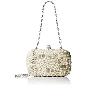 Snowskite Women's Handmade Full Pearl Bridal Evening Clutch Bag Ivory
