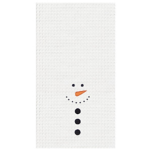 C&F Home Snowman Face Cotton Christmas Waffle Weave Kitchen Towel Decor Decoration 18" x 27" White