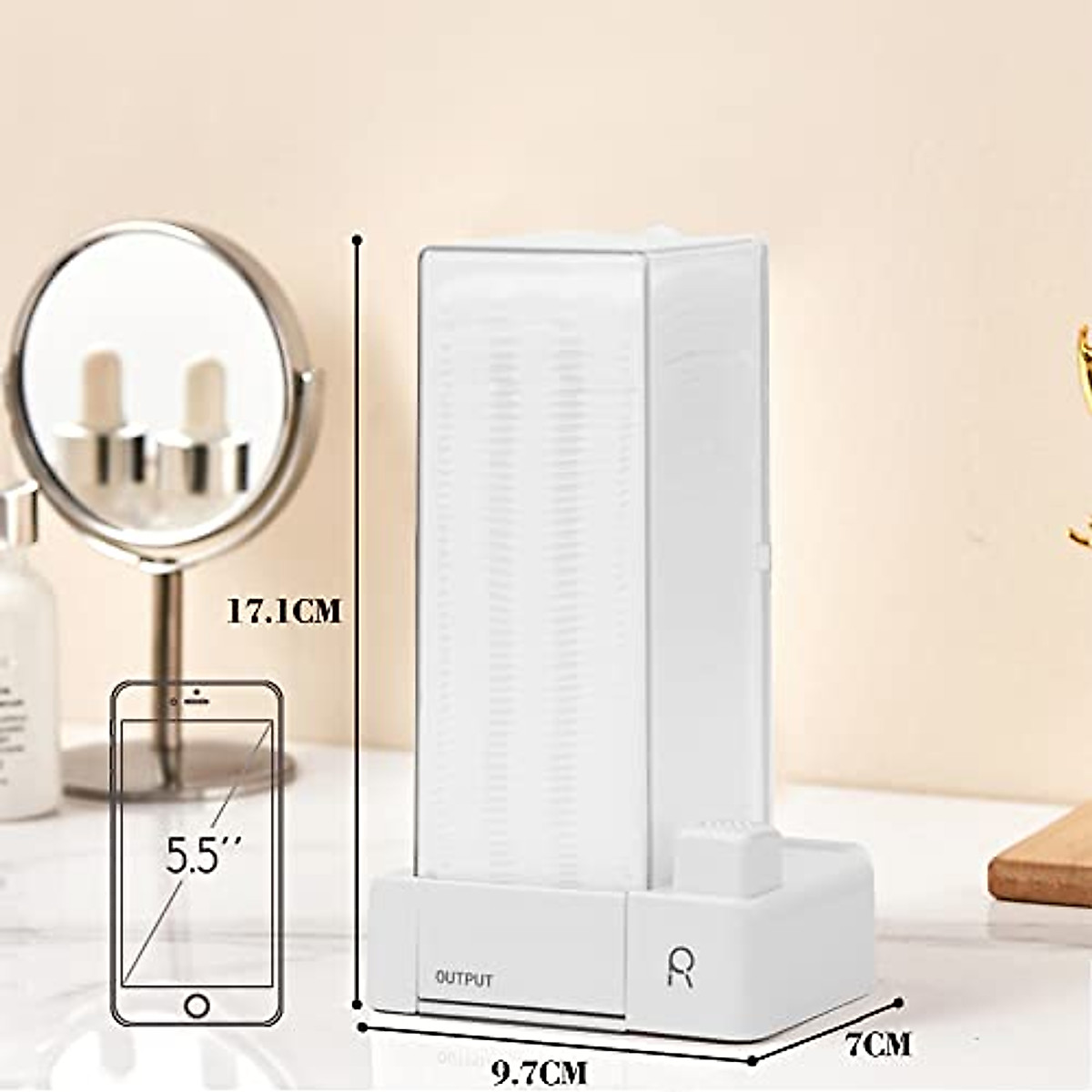 Hoenu Automatic Cotton Pad Dispenser, Square Press Out Cosmetic Cotton Pad Holder and Organizer, Lint-Free Nail Wipes with Dispenser, Vanity Makeup Organizer (White)