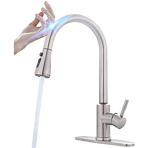 MSTJRY Touch Kitchen Faucet with PullDown Sprayer,Kitchen Sink Faucets with Pullout Sprayer,Touch Kitchen Faucet,Stainless Steel Touch Faucet,Touch Faucet for Kitchen Sink(Brushed Stainless Steel)