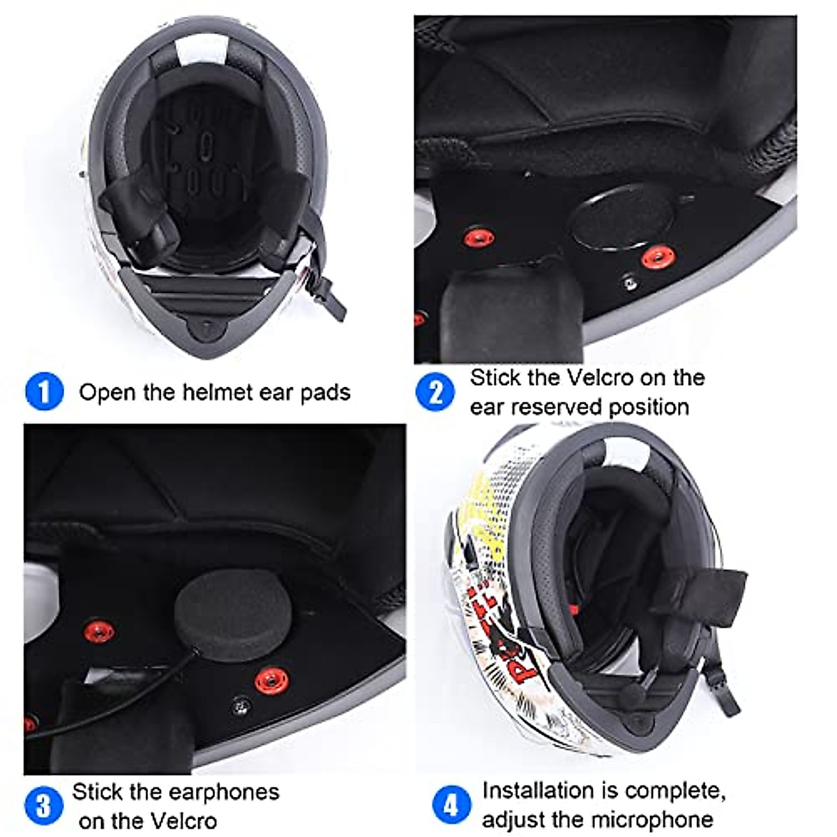EJEAS E1+ Motorcycle Helmet Bluetooth 5.1 Headset, Hands-Free Motorcycle Bluetooth Communication System Headset with CVC Noise Reduction Function/3D Sound Effect/Automatic Answering