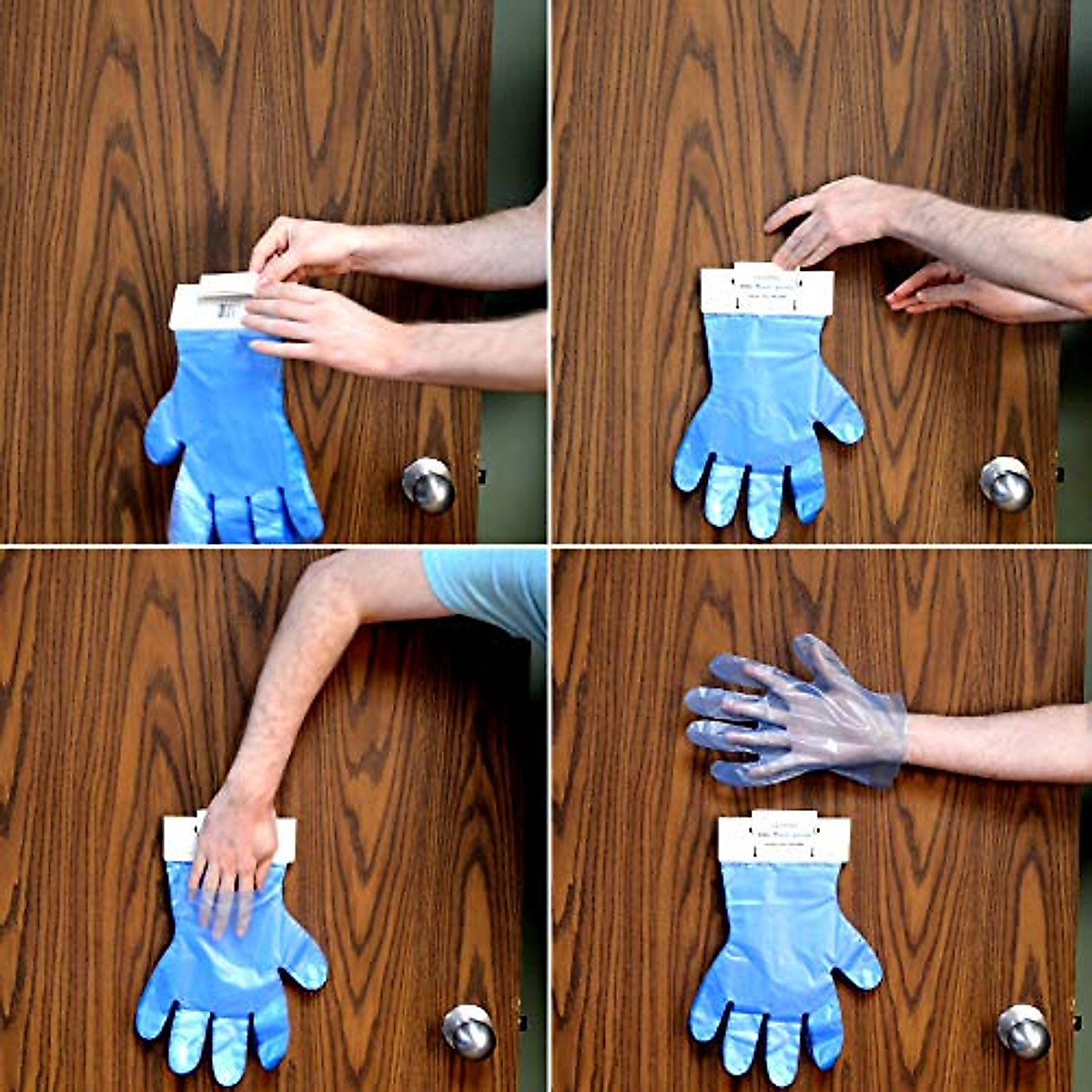 Daxwell Poly Gloves, Easy-Fit Food Prep Gloves, Header Gloves, One Size Fits All, Blue, With Wall Mount, F10003538 (Case of 1,000, 20 Cards of 50)