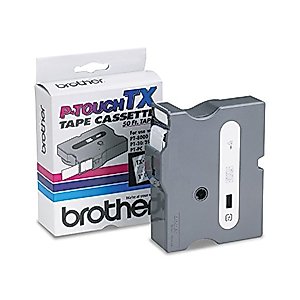 Brother P-Touch TX1551 TX Tape Cartridge for PT-8000, PT-PC, PT-30/35, 1"w, White on Clear