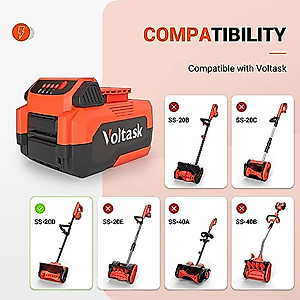 VOLTASK 20V 4.0AH Lithium-Ion Battery Replacement Cordless Snow Shovel SS-20D
