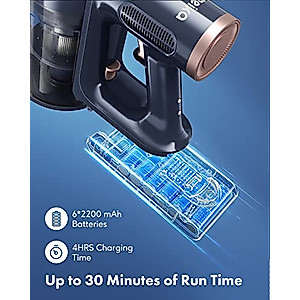 Homeika Cordless Vacuum Cleaner, 20Kpa Powerful Suction Vacuum with LED Display, 8 in 1 Lightweight Stick Vacuum Cleaner with 30 Min Runtime Detachable Battery for Carpet and Hard Floor Pet Hair Blue