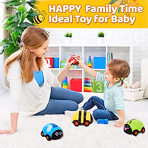 4 Pack Animals Pull Back Cars Toys Set for Kids, Insect Shape Friction Powered Push and Go Back and Forth Vehicle, Bulk Toys Party Favors, Goodie Bag Stuffers, Pinata Fillers for Boys Girls Toddlers