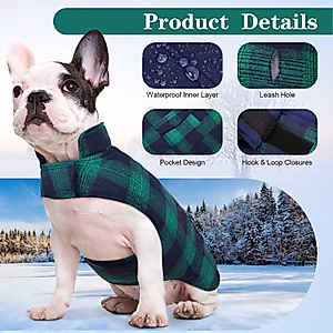 Kuoser Dog Winter Coat, Reversible Dog Jacket, Warm Dog Coat British Style Puppy Cold Weather Coat, Windproof Dog Clothes Dog Vest for Small Medium and Large Dogs Green XS
