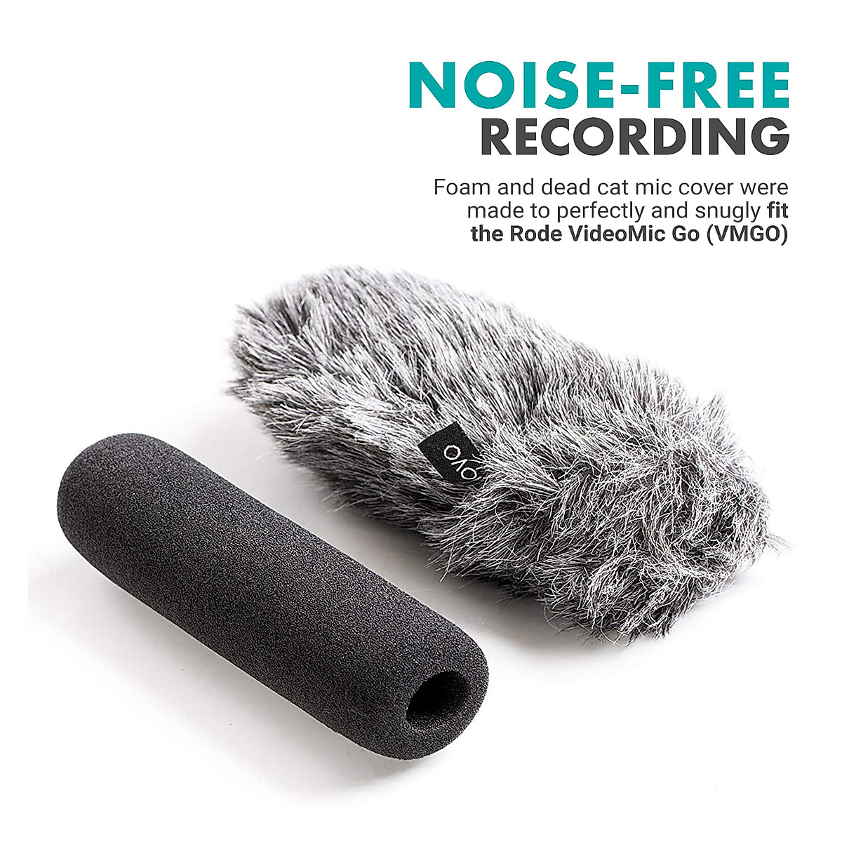 Movo WS-G7 Foam and Furry Indoor, Outdoor Microphone Windscreen Combo Pack - Custom Fit for Rode VideoMic Go
