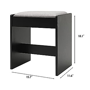 usikey Vanity Desk with Mirror & Lights for Mother's Day, Makeup Vanity Table with 2 Drawers, 6 Storage Shelves & 10 Light Bulbs, Large Vanity Table Set with Stool for Women Girls, Bedroom, Black