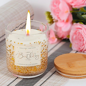 Birthday Gifts for Women-11oz Vanilla Scented Candle with Golden Glitter, Unique Birthday Gifts for Friends, Bestie, Mom, Sister, Coworker Happy Birthday Candle