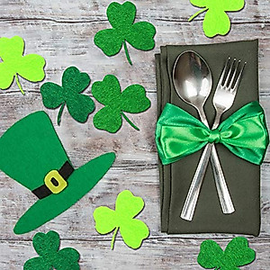 ONTODEX St. Patrick 's Day Garland Decorations, 2 Pre-Strung Felt Shamrock Clover Garland Banners & 18 St. Patrick 's Day Shamrock Assorted Cutouts, Perfect Irish Party Supplies