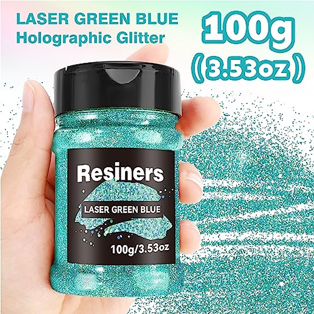 Resiners Holographic Ultra Fine Glitter Powder and Resin Bubble Remover - Metallic Epoxy Resin Glitter & -95kPa Vacuum Degassing Chamber, Epoxy Resin Airless Machine for Arts Crafts Jewelry M
