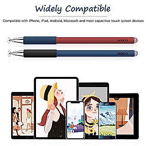 Stylus for iPad(2 Pcs), MEKO 2-in-1 3rd Gen Disc Universal Stylus Pens Touch Screens for Apple/iPhone/Ipad pro/Mini/Air/Android/Microsoft/Surface All Capacitive Touch Screens (Red & Blue)