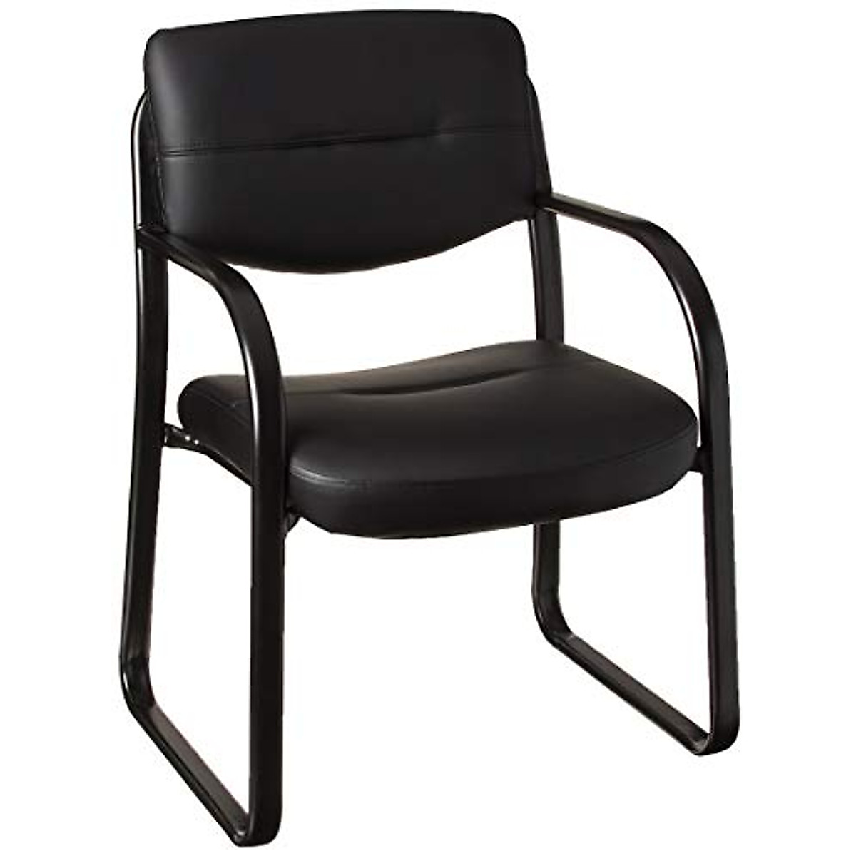 Boss Office Products Leather Sled Base Side Guest Chair, Black