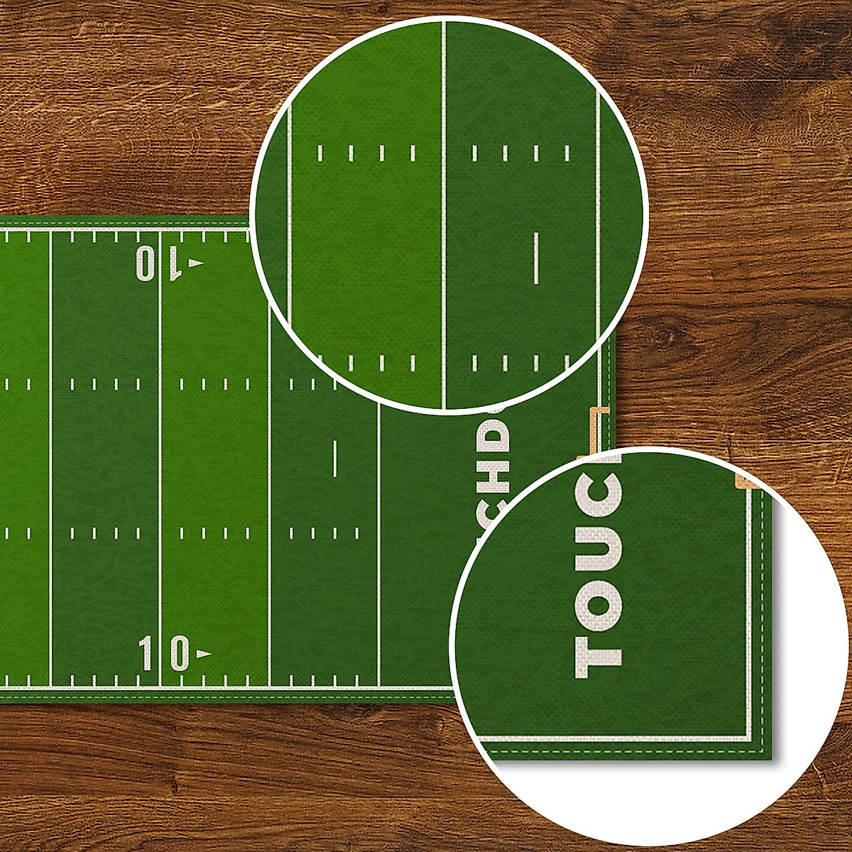 Pudodo Football Field Table Runner Touchdown Game Day Tablecloth Football Theme Birthday Party Kitchen Dining Home Decoration (13" x 72")