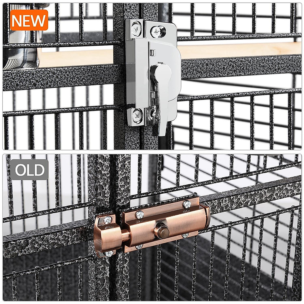 Yaheetech 61-inch Playtop Wrought Iron Large Parrot Bird Cages with Rolling Stand for Cockatiels Amazon Parrot Quaker Conure Parakeet Lovebird Finch Canary Small Medium Parrot Cage Birdcage, Black