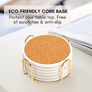 Coasters Set of 6 with Holder, Coffee Table Decor, Coasters for Drinks, Coasters Coffee Table, Coaster Set, Marble Coasters, Drink Coasters, Stone Coasters for Drinks Absorbent…