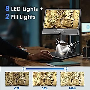 10" LCD Digital Microscope- Soldering Microscope for Electronics Repair, Opqpq USB Coin Magnifier with Light & Large Screen for Error Coins, PCB Board Watch Micro Solder Microscopes Station for Adults