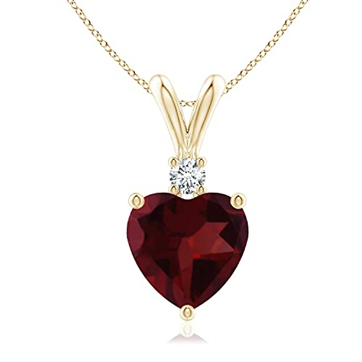 Angara Natural Garnet Solitaire Pendant Necklace for Women in 14K Yellow Gold (Grade-A | 8mm) January Birthstone Jewelry Gift for Women | Birthday | Wedding | Anniversary