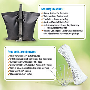 SereneLifeHome Pop Up Canopy Tent - 10x30 Portable Commercial Instant Shelter Foldable/Collapsible Sun Shade Waterproof Tent w/ 8 Walls - 8 Sand Bag, 8 Stake & Ropes White (SLTET30NG)