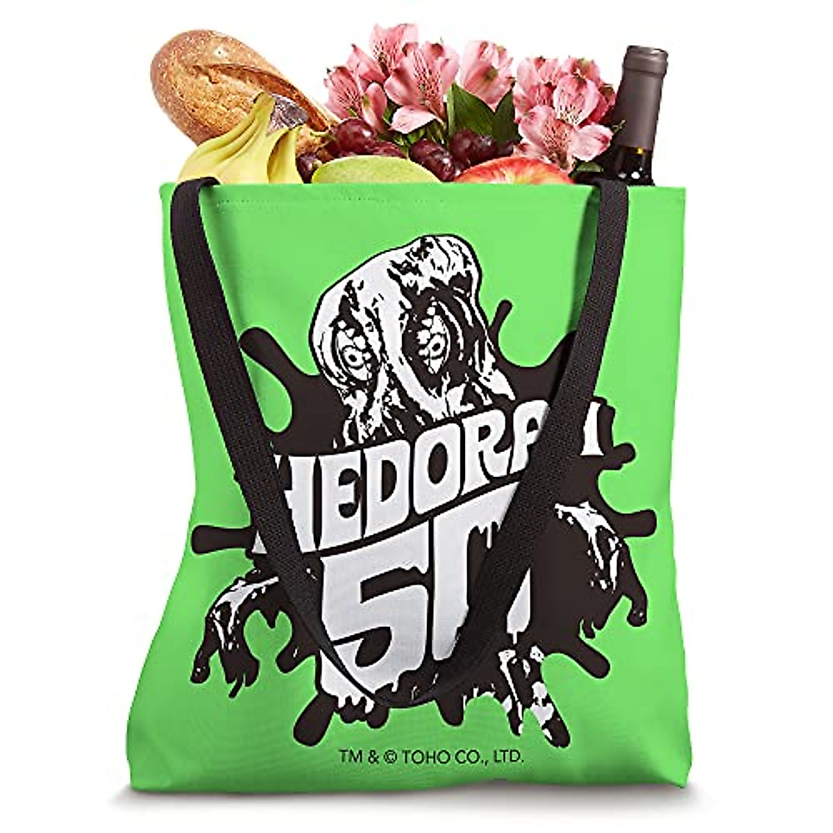Godzilla Hedorah 50th Anniversary Black Line Art - Green Tote Bag