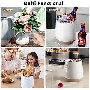 Officepal 6.8" Large Ceramic Kitchen Utensil Holder - Utensil Holder for Kitchen Counter, Modern Farmhouse Style Utensil Holder for Spoons, Spatulas & Cooking Tools (White)