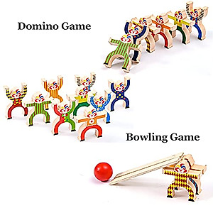 Xylolin Wooden Circus Clowns Stacking Toys, Jester Balance Blocks Game for Kids, Toddler Wood Toy Stacking and Balancing Blocks Set