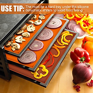 6Pcs Silicone Dehydrator Mats with Edge, Silicone Dehydrator Sheets Dehydrator Mats Compatible with Cosori CP267-FD, Non-stick Silicone Fruit Trays with Silicone Scraper for Fruits Meat Herbs