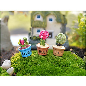 7 in 1 Dollhouse Decoration Plant Pots Miniature Green Potted Miniature Bonsai Model Dollhouse Accessories Decor,1 12 Scale Doll House Miniature Plant Model (7 dersert Plants Bots)