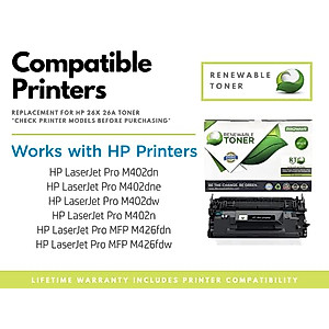 Renewable Toner PRO Compatible MICR Toner Cartridge Replacement for HP 26A CF226A for Laserjet Pro M402 MFP M426