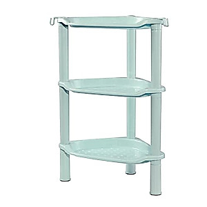 3 Tier Shower Caddy Organizer Shelf Corner, 13.5 x 10 x 26 Inches, Rustproof, Plastic Shower Rack Stands for Inside Bathroom, Bathtub, Shower pan, Blue (Round Slot Blue 3 Tier)