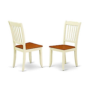 East West Furniture DODA7-BMK-W 7PC Rectangular 60/78 inch Table with 18 in Leaf and 6 Vertical slatted Chairs