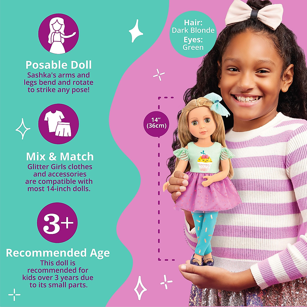 Glitter Girls - Sashka 14-inch Poseable Fashion Doll for Girls Age 3 & Up