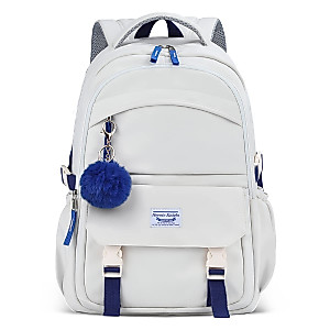 School Backpack Laptop Computer Backpack 15.6 inch Anti-theft Big Daypack Casual Bag Travel Bookbag Aesthetic Cute Backpacks for College Large Backpacks Purse for Boy Girl Teen Women Men Student-White