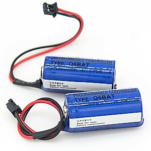 BAOBUTE 2PCS 1800mAh CR17335SE-R 3V Q6BAT PLC Lithium Battery for QNS System Q6BAT Q25PRHCPU Q170HBATC with Plug