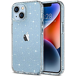 Hython Case for iPhone 14 Plus Case Glitter, Cute Clear Glitter Shockproof Protective Phone Cases for Women Girls, Sparkle Bling Anti-Scratch Soft TPU Cover for iPhone 14 Plus 6.7 inch, Shiny Clear