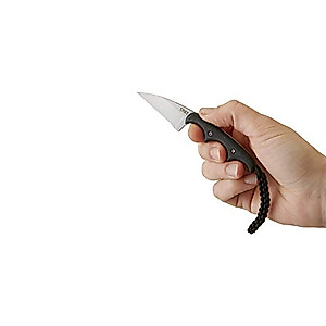 COLUMBIA RIVER KNIFE & TOOL CRKT Minimalist Wharncliffe Neck Knife: Compact Fixed Blade Knife, Folts Utility Knife, Bead Blast Blade, Resin Infused Fiber Handle, and Sheath 2385
