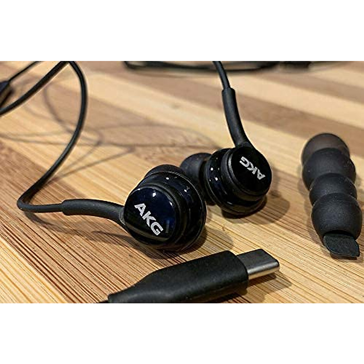 SAMSUNG AKG Earbuds Original USB Type C in-Ear Earbud Headphones with Remote & Mic for Galaxy A53 5G, S22, S21 FE, S20 Ultra, Note 10, Note 10+, S10 Plus - Braided - Includes Velvet Pouch - Black