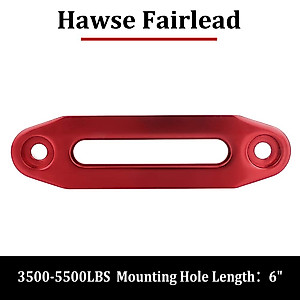 OCPTY 6" Aluminum Hawse Fairlead for Synthetic Winch Rope Cable Line Polished Univerasal ATV UTV Winch Hawse Fairlead (Red 3500-5500 lbs)