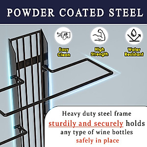 J JACKCUBE DESIGN Wall Mount Wine Rack Organizer for 12 Bottles, Heavy Duty Steel Wine Champagne Liquor Storage Display Holder Rack for Kitchen, Wine Cellar and Home Decor- MK823B