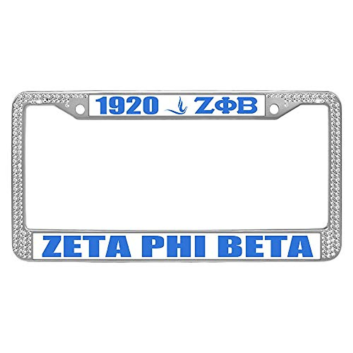 Framespolish W-ZBP04 Zeta Phi Beta License Plate Frame, Bling White Rhinestones